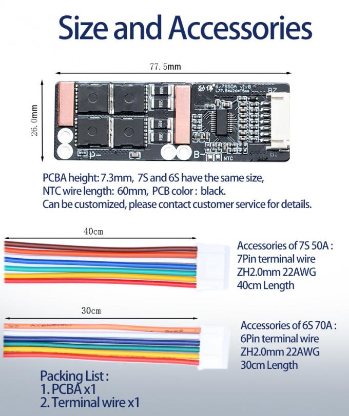 25.2V 6S 50A Lithium Battery Protection BMS Board Battery Management ...