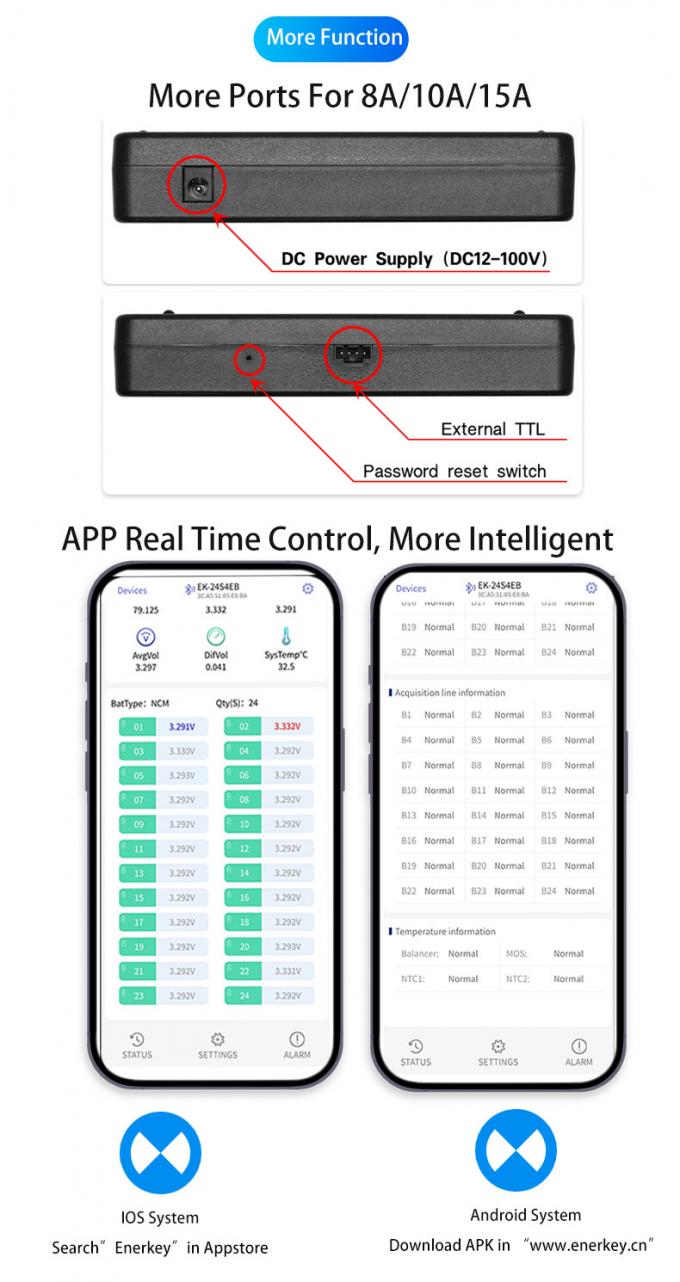 8S 16S 20S Smart Active Balancer BMS 4A 8A 10A 15A Li-Ion / Lifepo4 ...